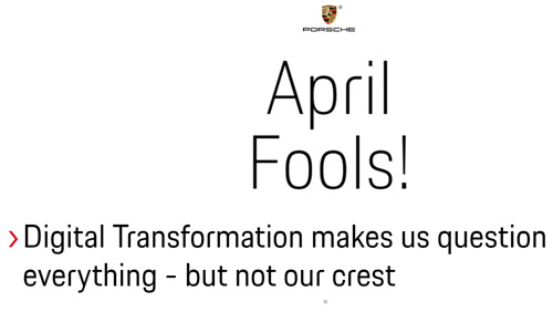 ポルシェのエイプリルフール：タイカンの新しいポルシェクレスト