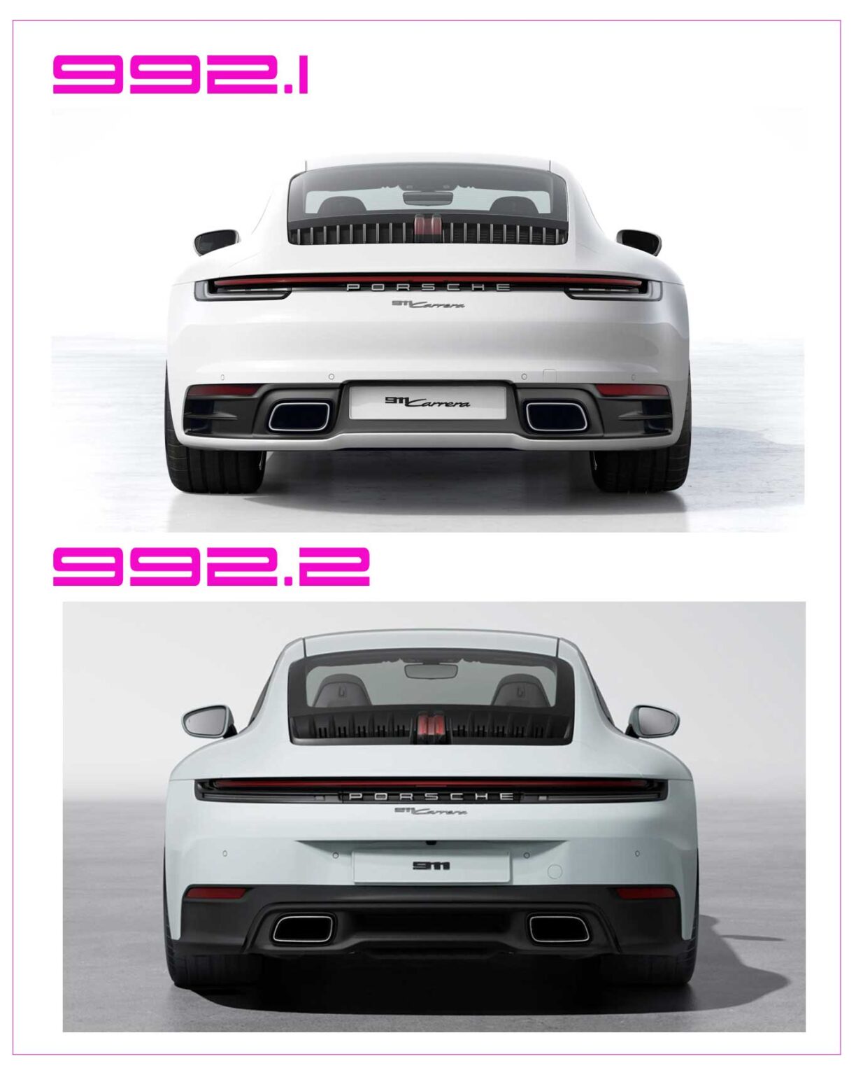 ポルシェ911：992前期と992後期の見ため比較